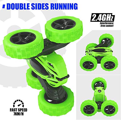 2PACK RC Stunt Car Remote Control Car for Kids, 2.4Ghz High Speed Rock Crawler Vehicle,360 Rotating 4WD Off Road Double Sided Rotating Tumbling Rc Car with 4 Rechargeable Battery.