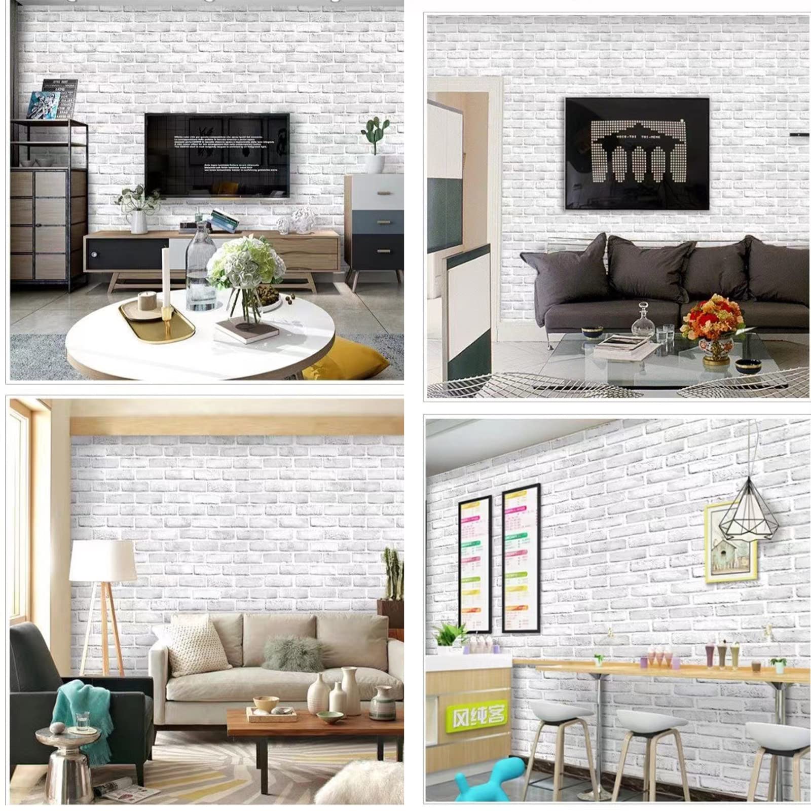 ComShion White Brick Peel and Stick Wallpaper Waterproof Self-Adhesive Faux White Brick Contact Paper for Fireplace Accent Walls Wallpaper Backsplash School 17.7βx118β