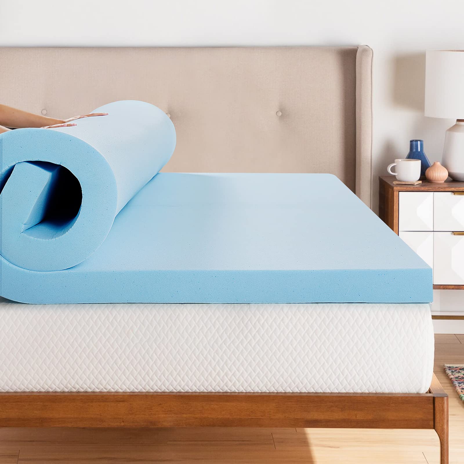 ORTHOMTEX 3 Inch Cooling Gel Memory Foam Mattress Topper Super Twin XL Size Bed,Removable Soft Cover, Comfort Body Support - Pressure Relief
