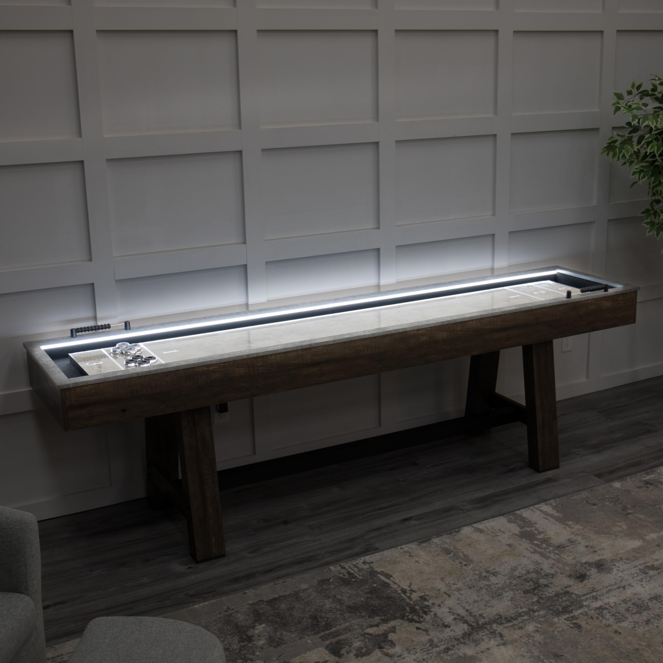 American Legend Stonebridge 9’ LED Light Up Shuffleboard Table with Bowling