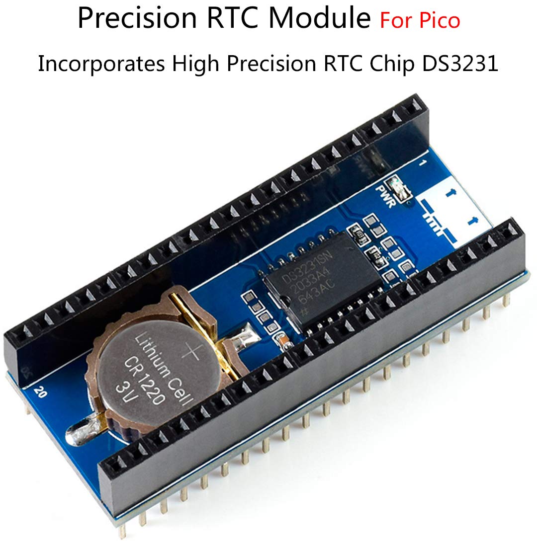 Waveshare Precision RTC Module for Raspberry Pi Pico, Onboard High Precision RTC Chip DS3231, Uses I2C Bus for Communication Real-Time Clock Record