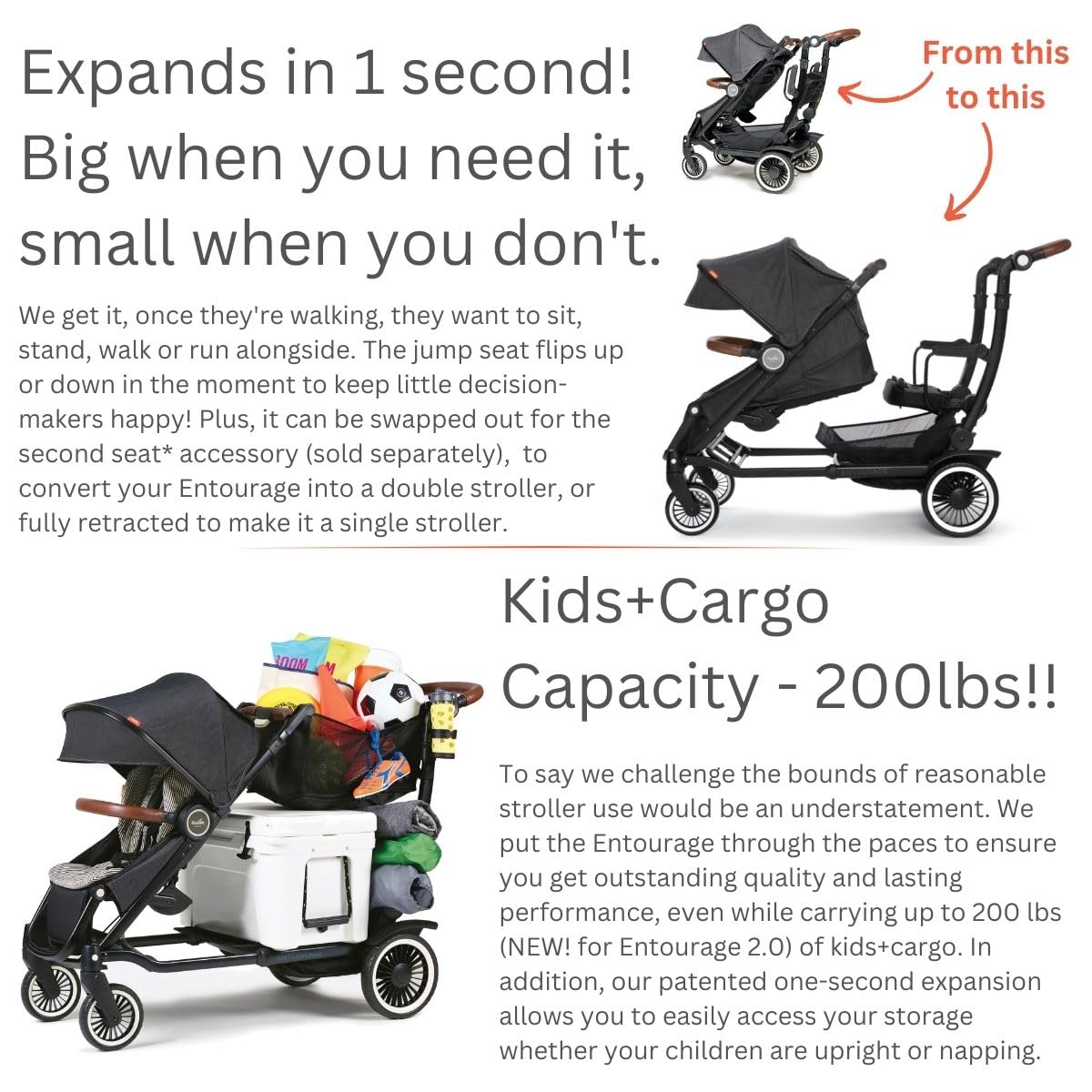 Austlen Entourage 2.0 Sit and Stand Stroller in Navy (Also Available in Black)