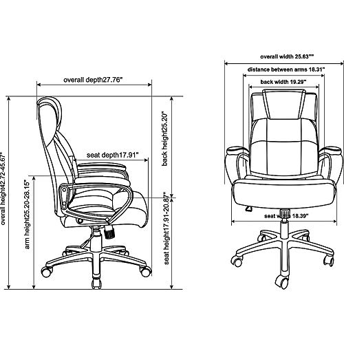 Lorell Soho High-Back Leather Executive Chair, Black