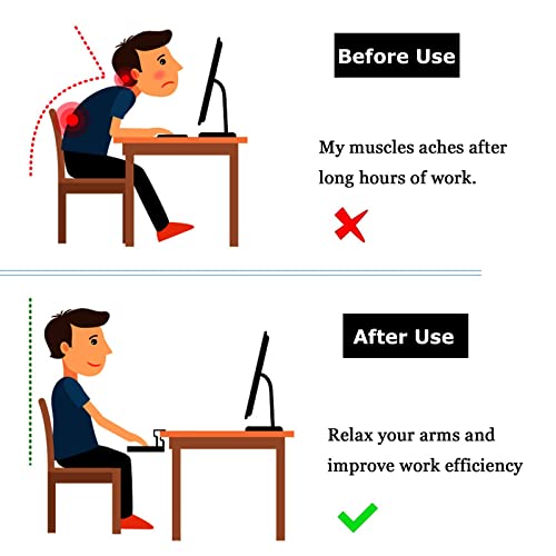 4 Colours Wooden Keyboard Tray Under Desk Storage - Clamp-On - Sliding Keyboard Shelf - Desk Extender Elbow Arm Support, Easy Installation, Ergonomic for Typing/Gaming