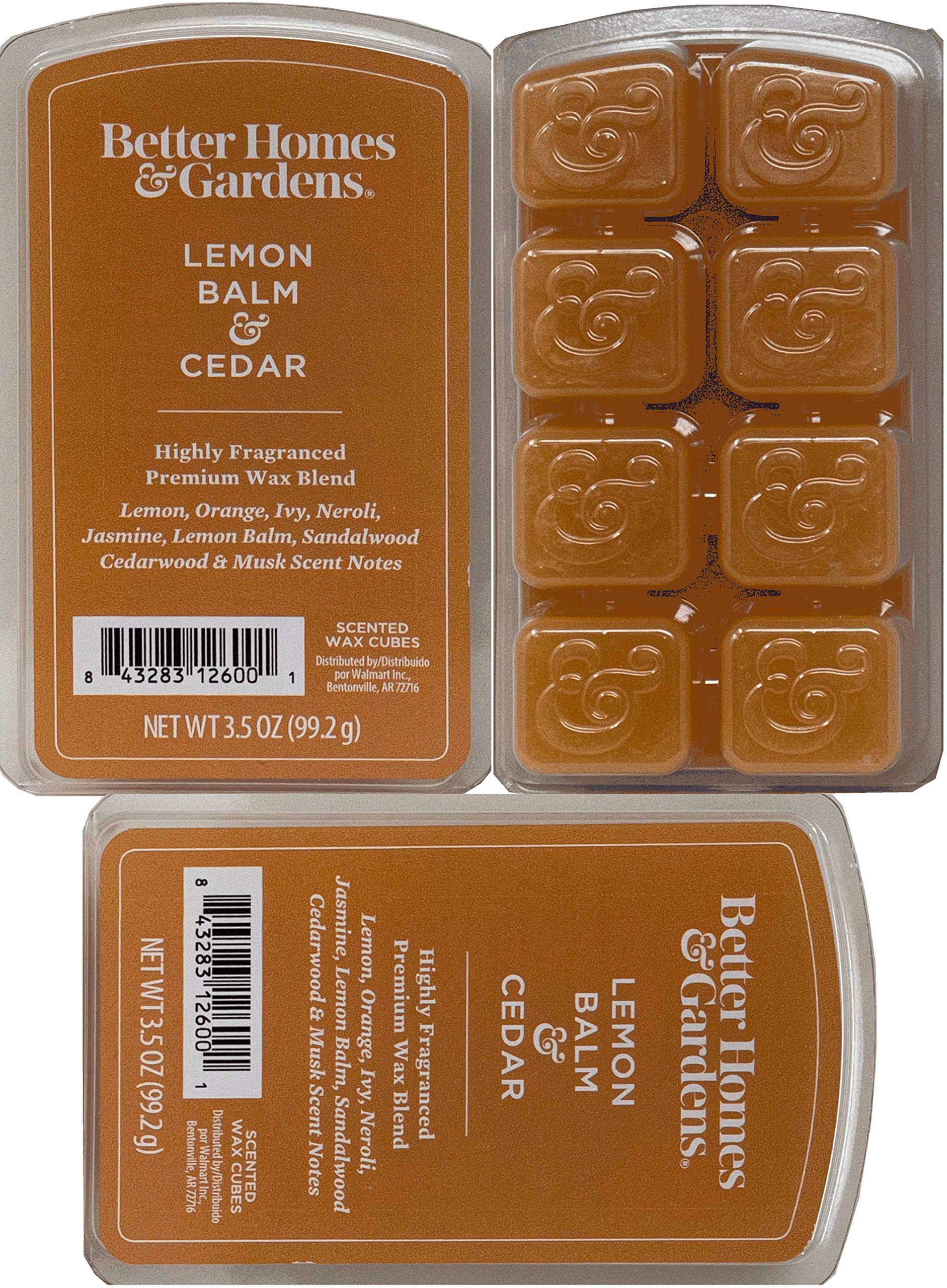 Better Homes & Gardens. Better Homes and Gardens - Lemon Balm and Cedar 3.5oz Scented Wax Cubes 3-Pack Dull Orange