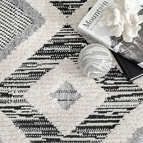 nuLOOM Theola Geometric High-Low Shag Area Rug, 3' x 5', Grey