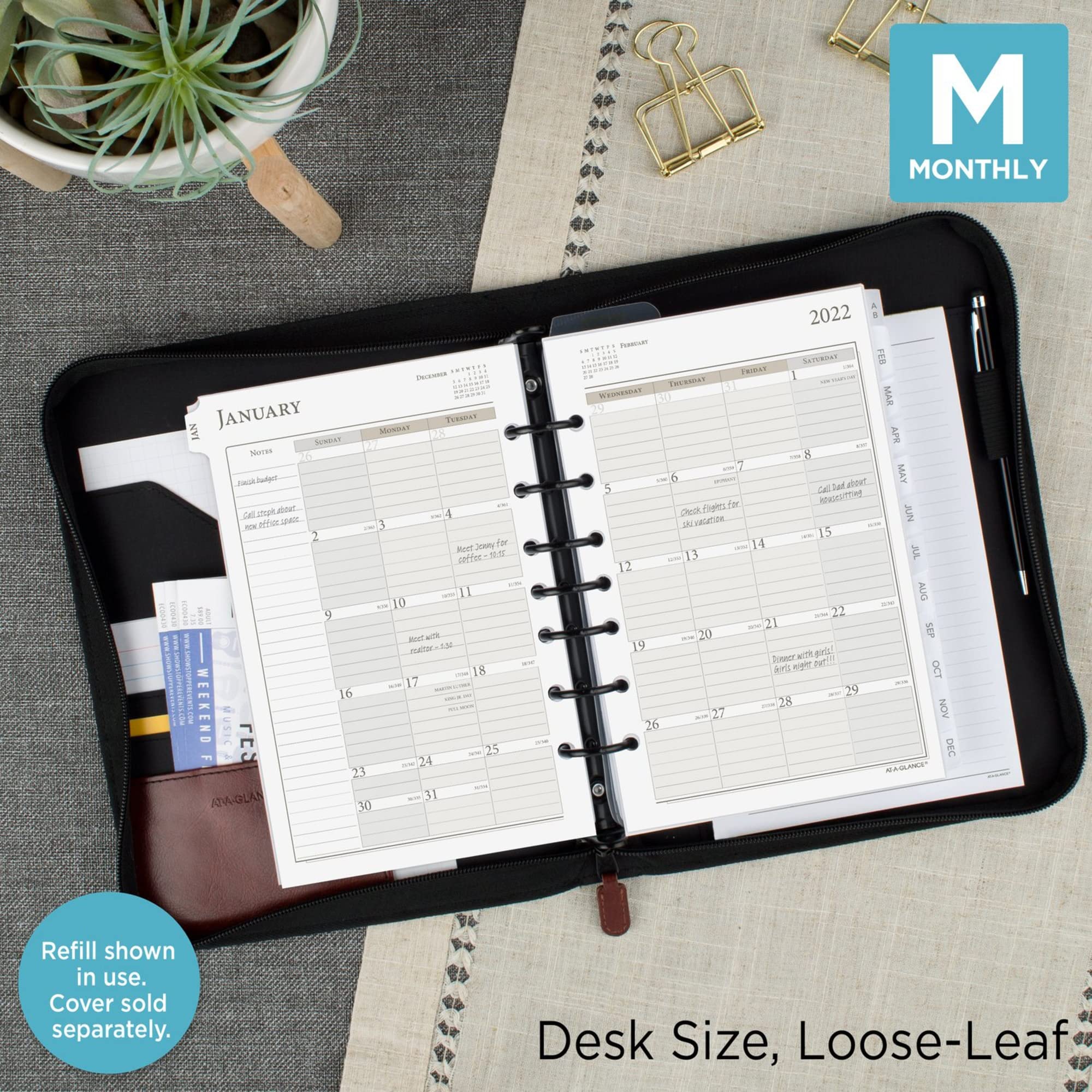 2022 Monthly Planner Refill by AT-A-GLANCE, 52132 DAY-TIMER, 5-1/2" x 8-1/2", Size 4, Kathy Davis (KD81-685)