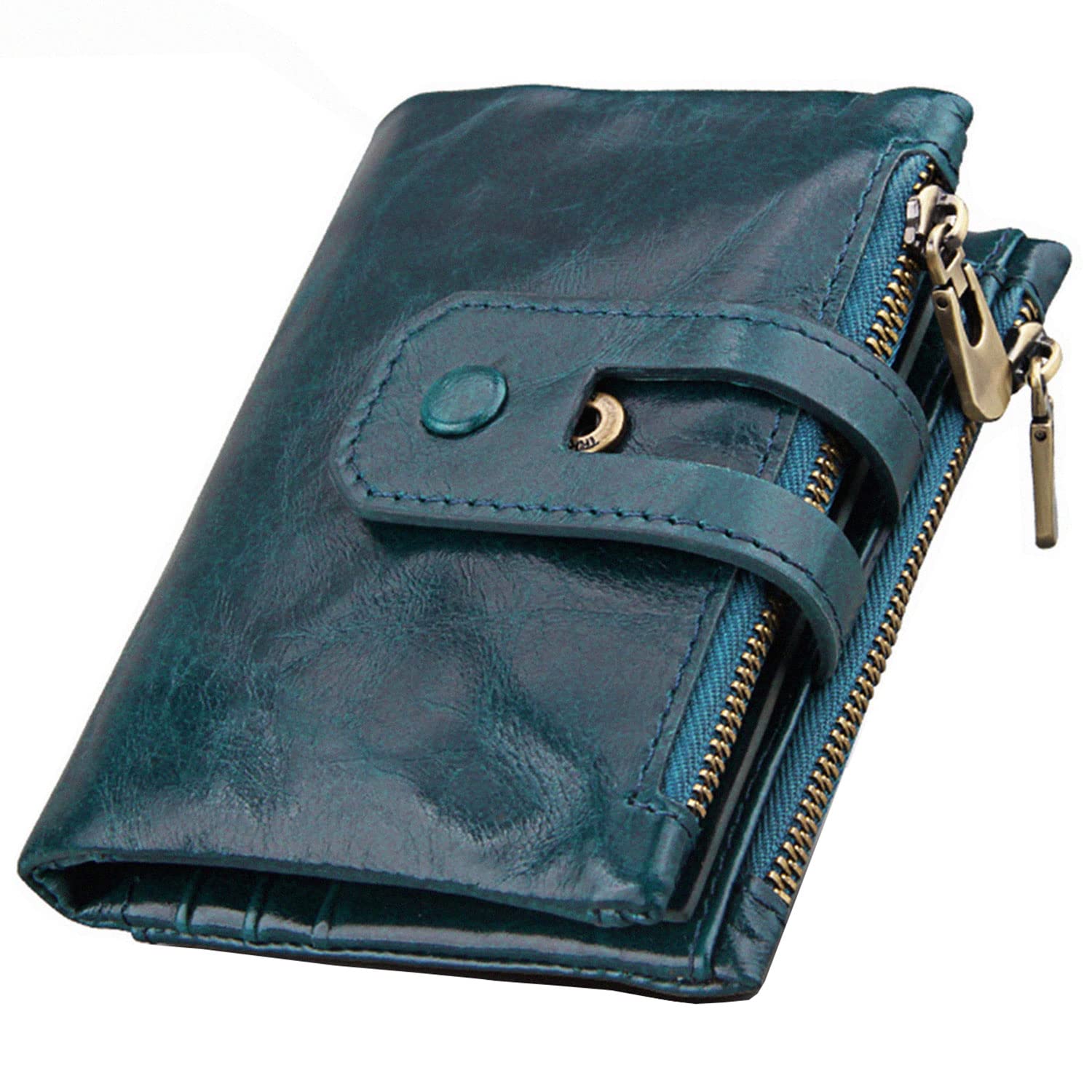 Baellerry Women RFID Blocking Wallet Small Vintage Cowhide Leather Wallet For Women (blue1)