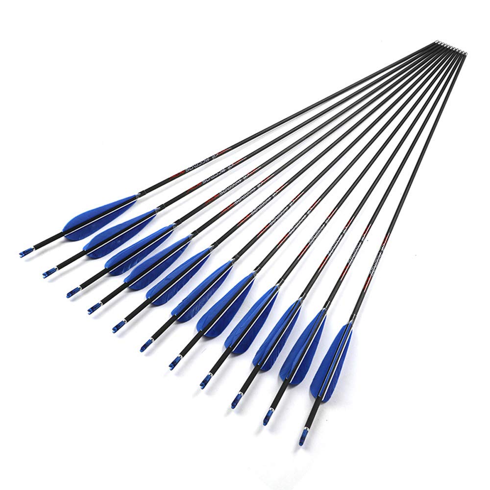 32" Arrows 900 Spine Arrows for Compound Bows ID 4.2 mm 28/28.5/29/30/31/32 Inch Field Tip Carbon Arrow for 10/15/20/25/30 Lbs Recurve Bow Longbow Archery Hunting Shooting Target Practice