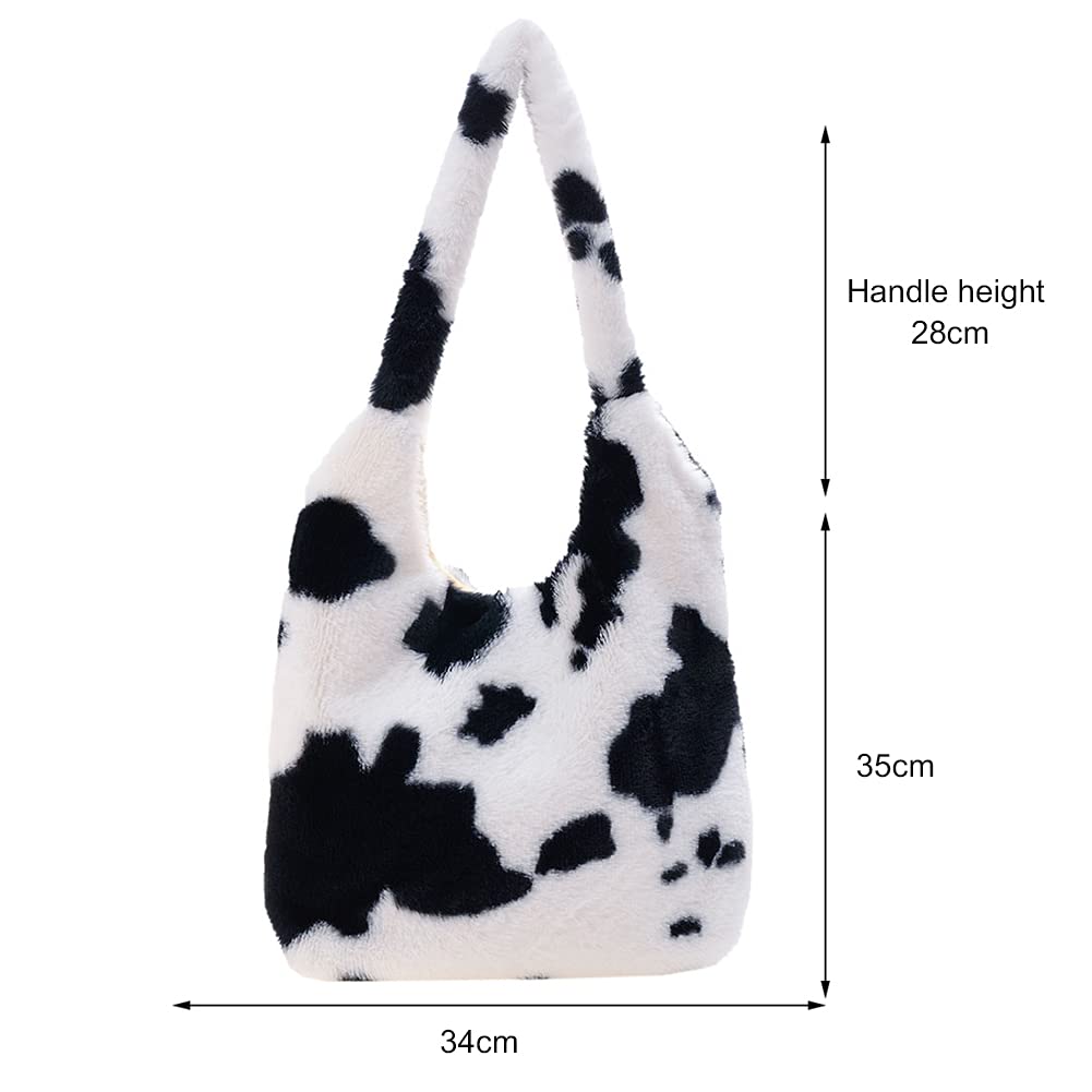 Aktudy Lar ity P Shoulr Bag, Cow Pattern Hobo Bag, Women Girl nter P Tote s