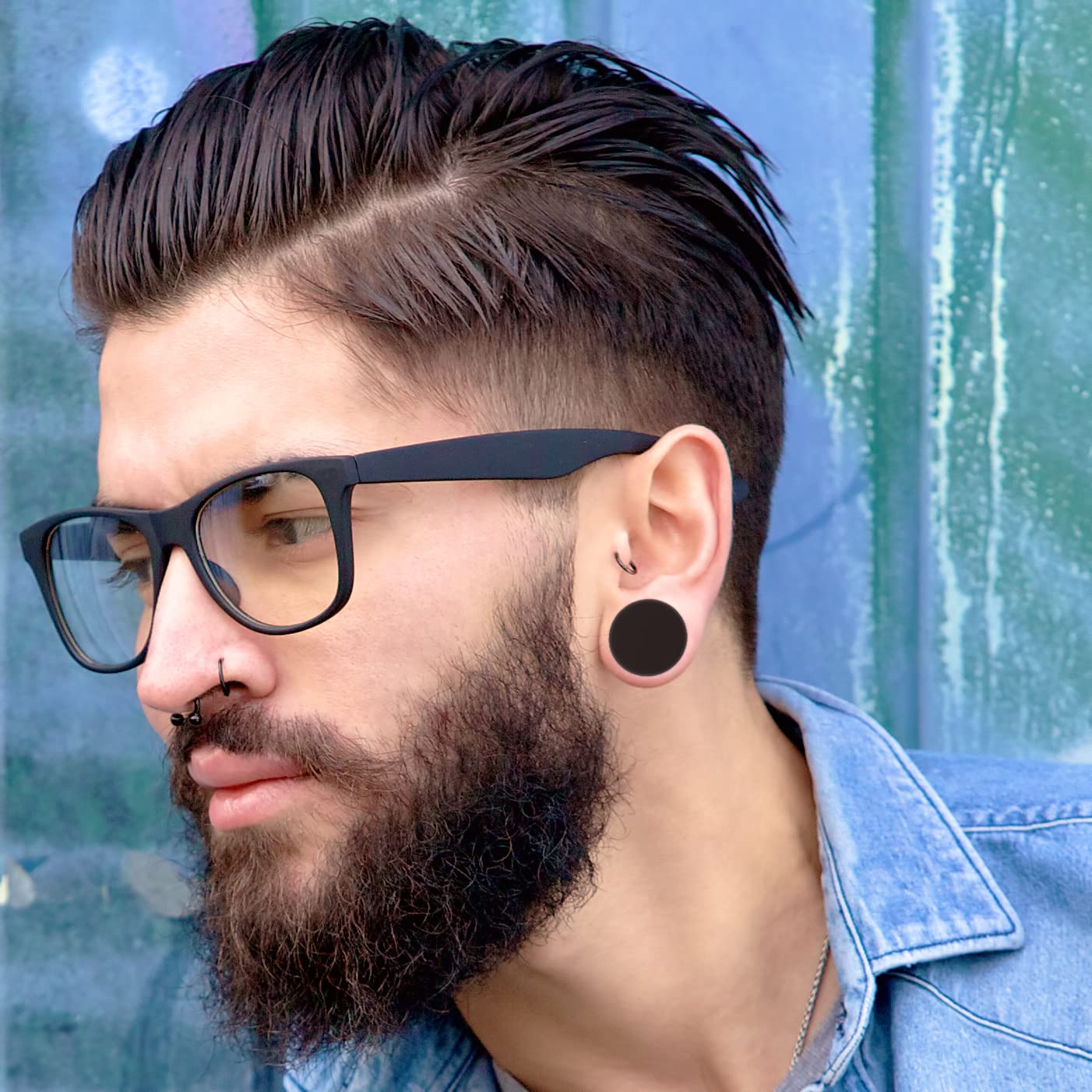 2pc Black Silicone Gauges 1/2 Double Flared Saddle Earring Ear Stretcher Gauge Plug Lobe Earring Piercing Jewelry