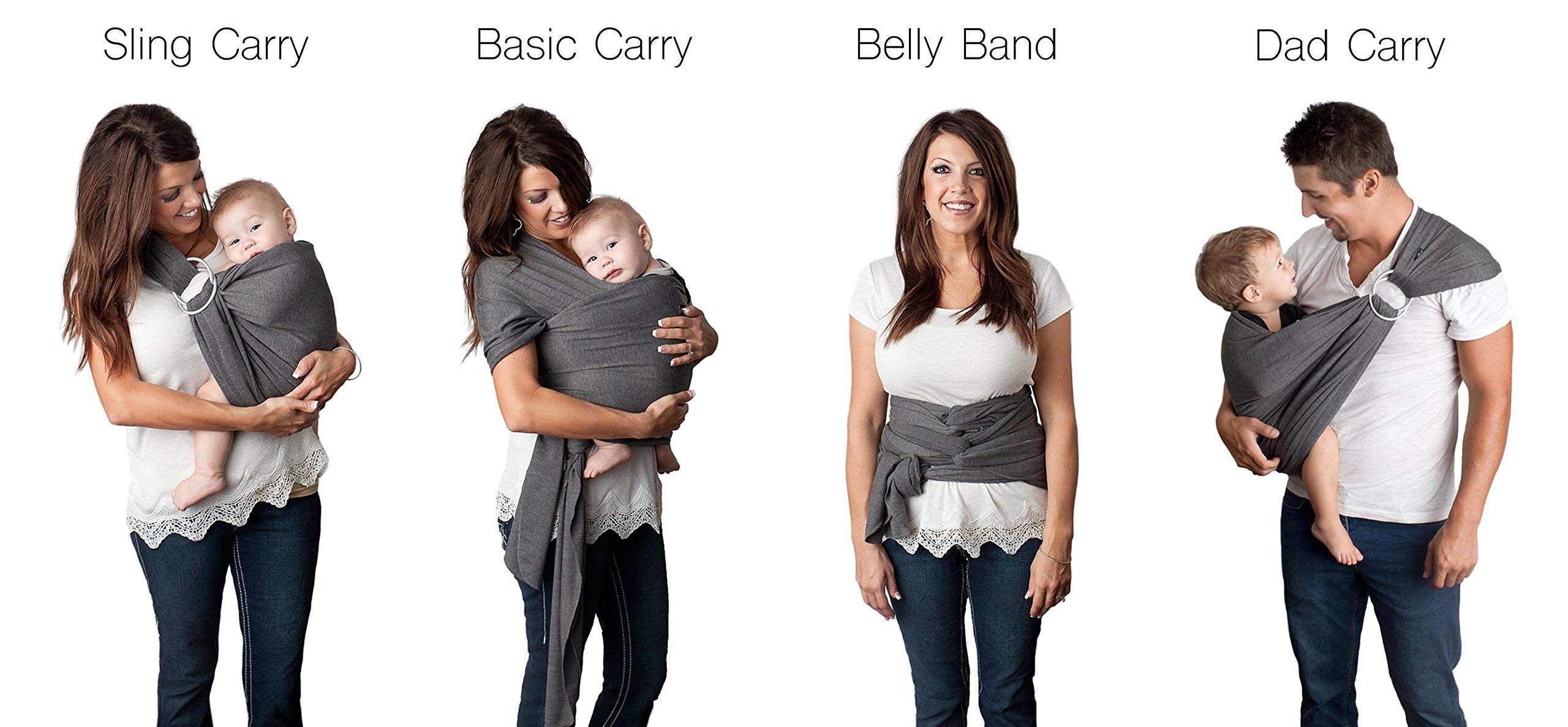 4 in 1 Baby Wrap Carrier and Nursing Cover Arrow Bundle - Ring Sling- Charcoal Grey Cotton