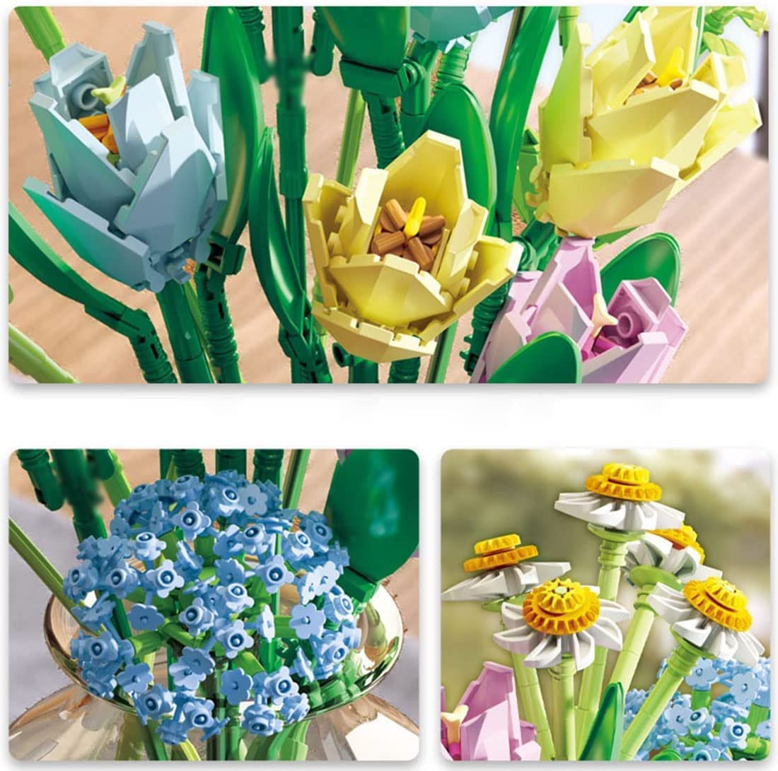 Auspcers Sunflower Bouquet Building Kits Set, Flowers Botanical Collection Building Block DIY Toy, 837PCS Artifitial Flower Bouquet Building Set, Botanical Collection for Home Decoration Wedding