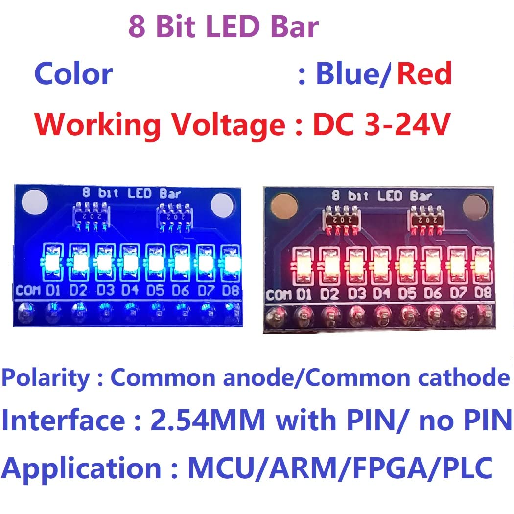 3.3V 5V 8 Bit Red Common Cathode LED Indicator Module DIY kit (1)