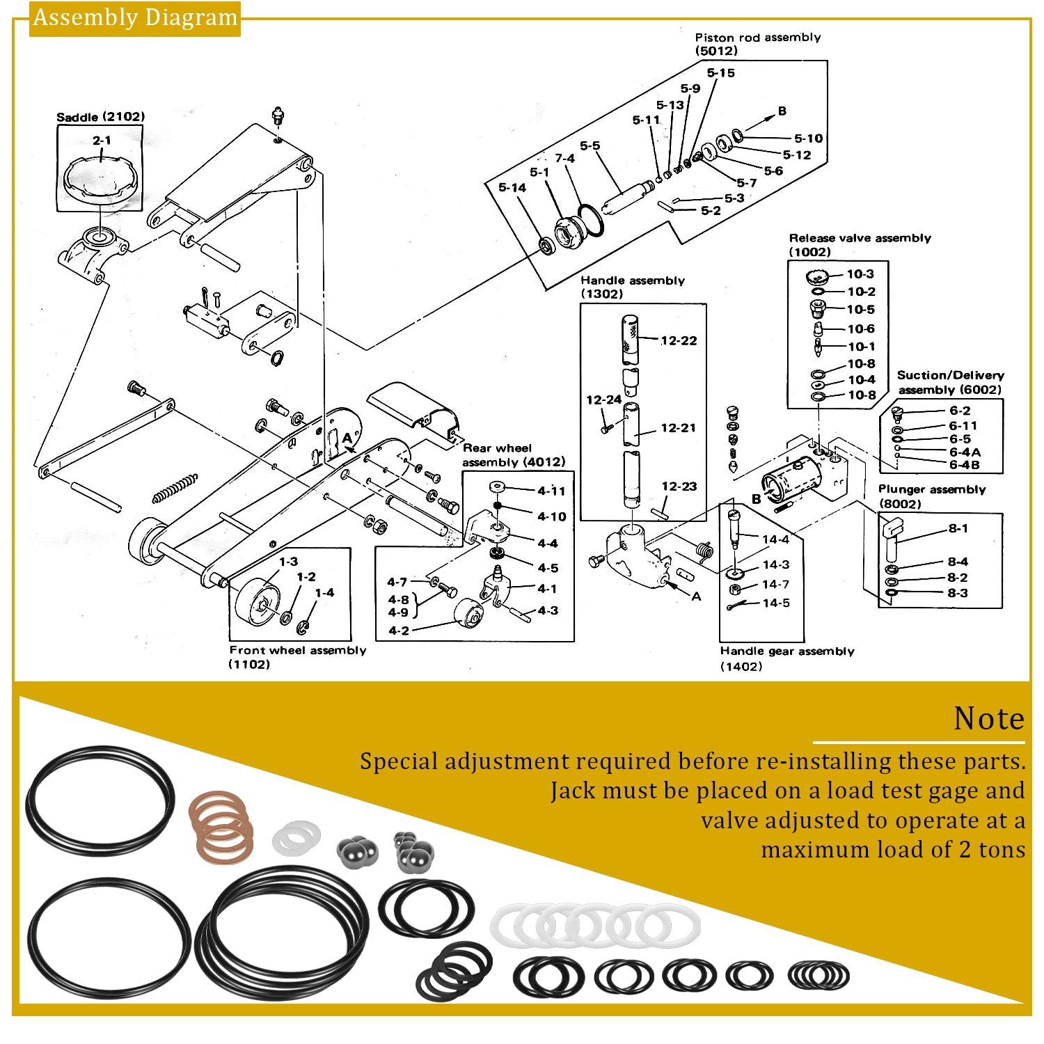 328.12031 Full Set 59 Pcs Seal Replacement Kit for Sears(Craftsman) 2-Ton Floor Jack Hydraulic Repair