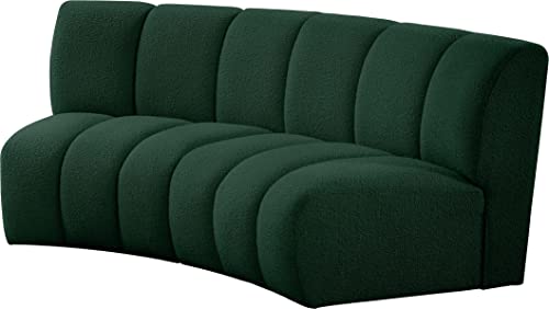 Meridian Furniture 643Green-2PC Infinity Collection Modern | Contemporary Upholstered 2pc Modular Sectional with Luxurious Deep Channel Tufting, Green, 83" W x 41" D x 32.5" H