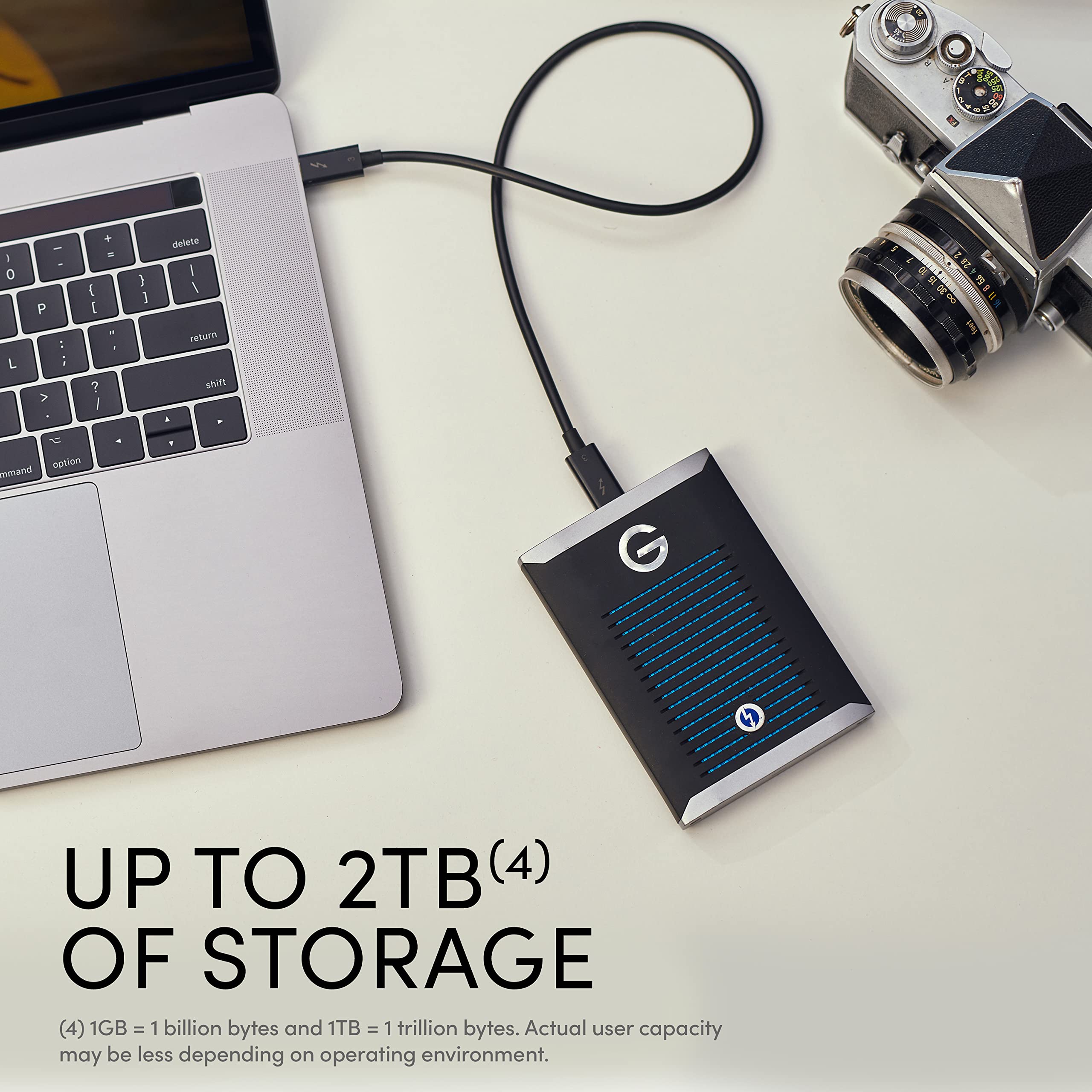 SanDisk Professional 1TB G-DRIVE PRO SSD - Ultra-Rugged Portable External NVMe Solid State Drive, Up to 2800MB/s, Thunderbolt 3 (40Gbps) - SDPS51F-001T-GBANB
