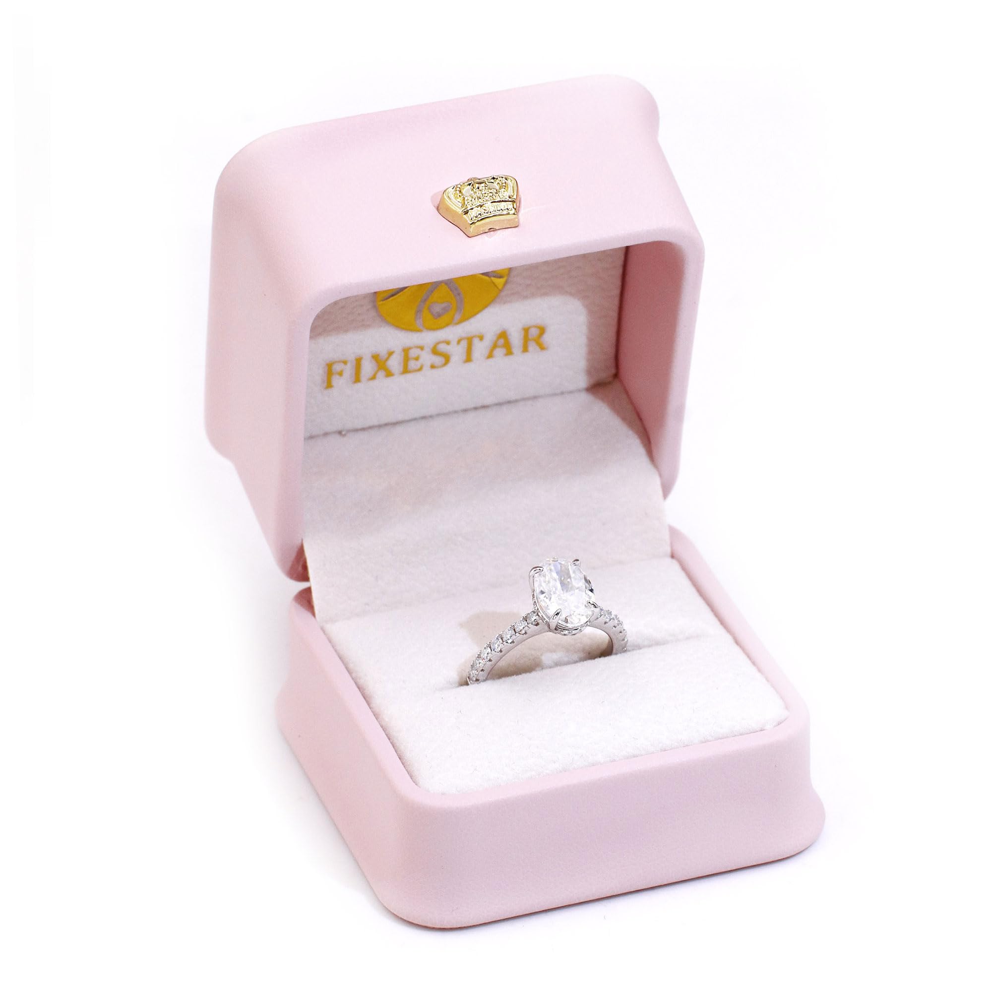 3.46 Carat Moissanite Rings, Sterling Silver with 18K White Gold Plated Solitaire Engagement Ring, Silver, Moissanite