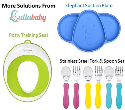 Lullababy Baby Bowl Set with Bonus Spoon and Fork, 8-Piece, BPA Free, Suction Bowls with
