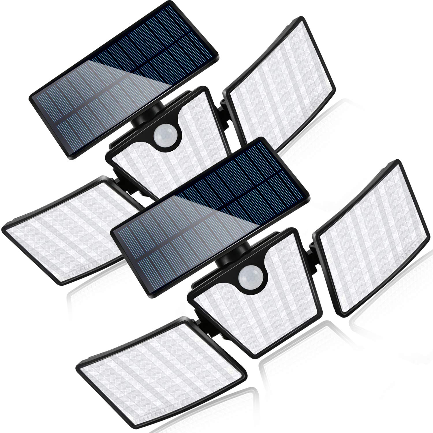 Bebrant Solar Lights Outdoor, 265 LED Solar Motion Sensor Security Lights IP65 Waterproof Solar Flood Lights 360° Adjustable Double-Head Spotlights for Front Door Garden Yard (2 Pack)