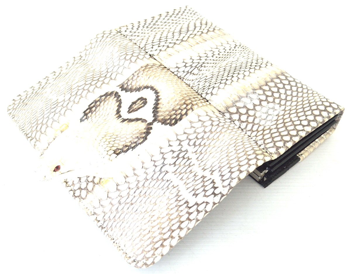 Authentic Snake Skin Women's Long Bifold Cobra Snake W/Head Purse Wallet