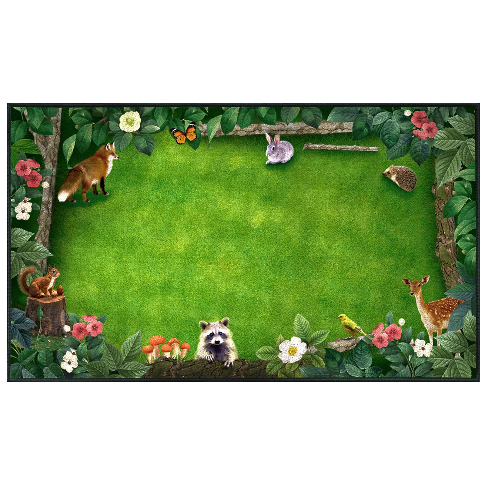 ABCarpet Kids Classroom Rug with Forest and Animals Large Area Rug for Kids Room, 13' x 7'5'' Play Mat for Children's Playroom or Bedroom, Non-Slip and Soft Education Kid's Play Carpet