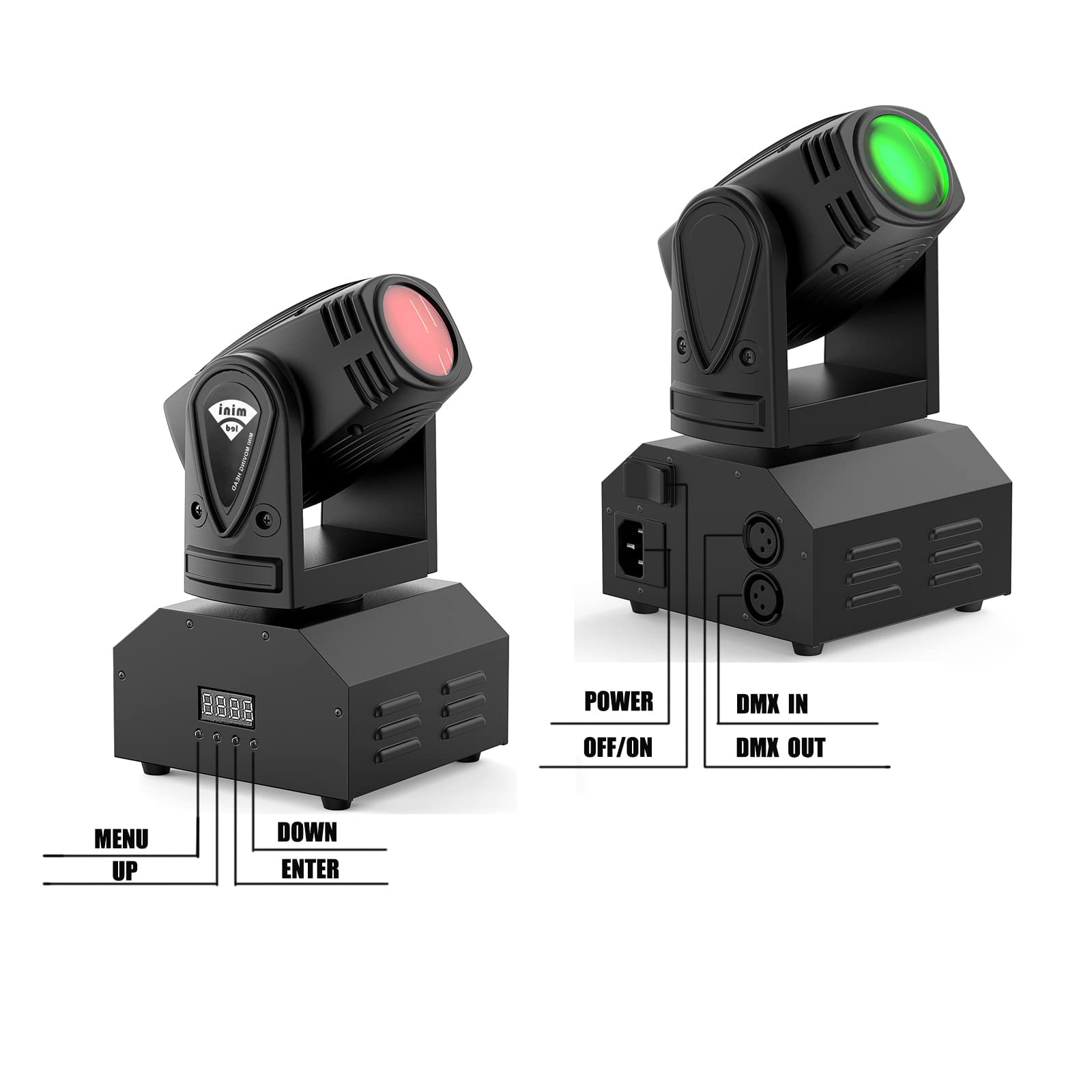 2PCS 10W RGBW Moving Head Beam Light DJ Disco Party Lighting