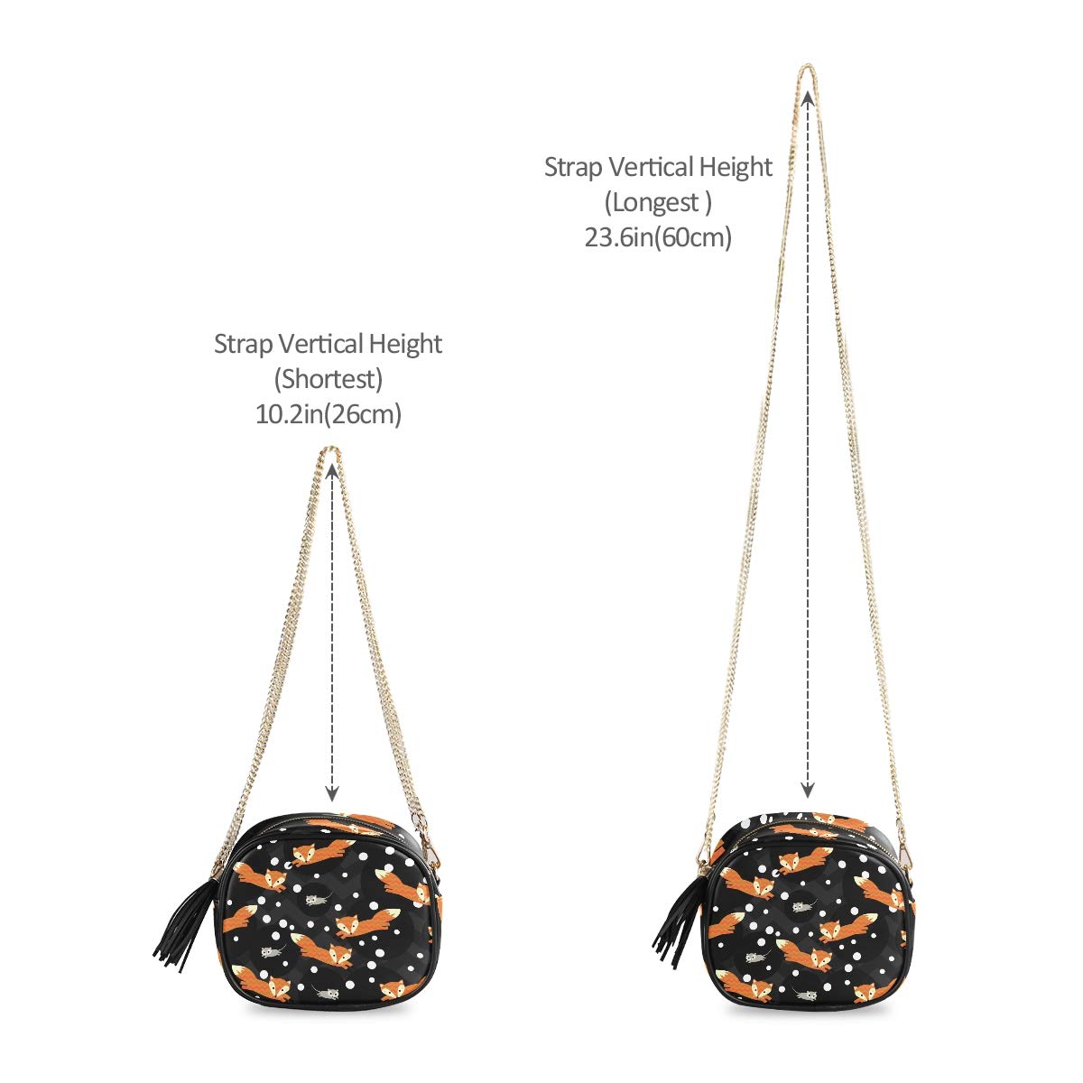 ALAZA PU Leather Small Crossbody Bag Purse Wallet Cute Forest Animals With Fox Cell Phone Bags with Adjustable Chain Strap & Multi Pocket