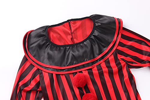 yolsun Clown Costume for Kids with Wig Scary Halloween Dress Up (10-12 Years) Red/Black