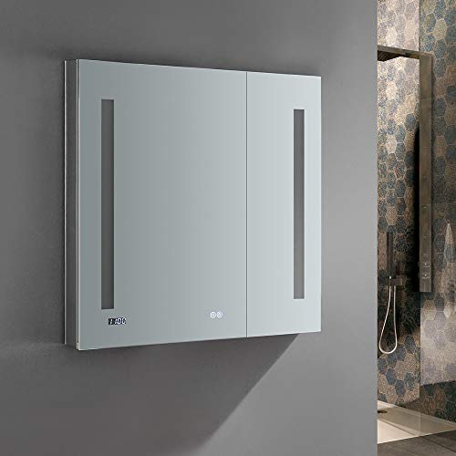 Fresca Tiempo 30" Wide x 30" Tall Bathroom Medicine Cabinet w/LED Lighting & Defogger
