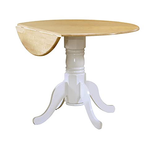 Coaster Home Furnishings Damen Round Pedestal Drop Leaf Table Natural Brown and White 4241