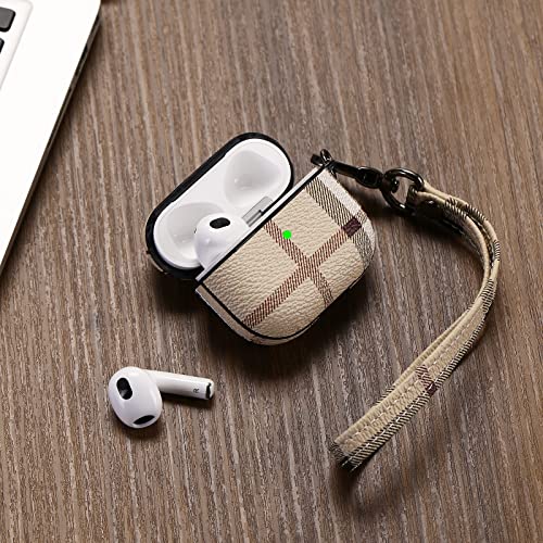 AirPods 3rd Generation Case , Leather AirPods 3rd Case for Apple AirPods 3rd,AirPods 3 Luxury case, with Wrist Strap and Keychain, for Apple AirPods 3rd Generation 2021,(Eco-Friendly Leather)