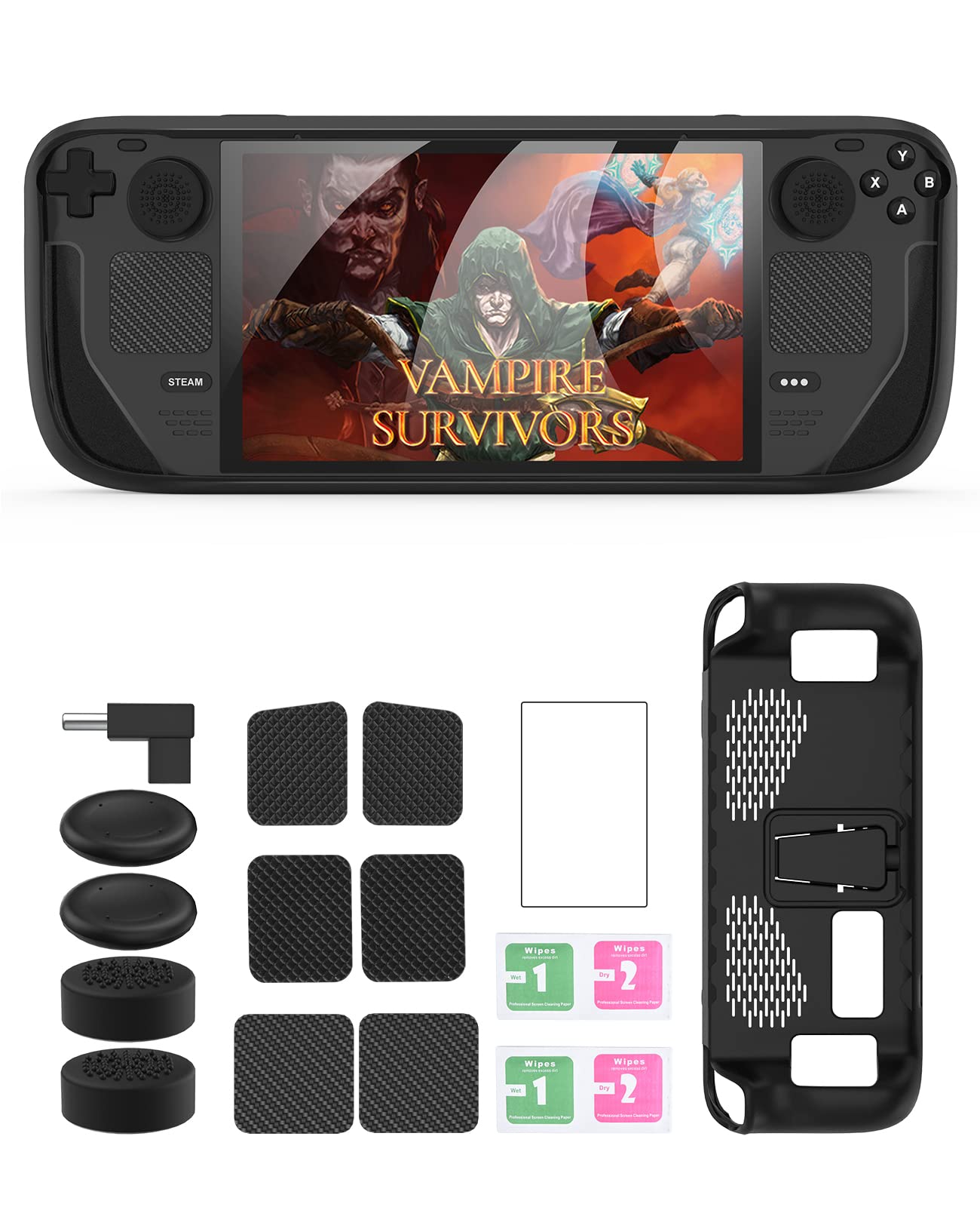 2022 Steam Deck Case, TPU Cover Protector with Stand Base, Shock-Absorption, Non-Slip and Anti-Scratch Kickstand Protective Case for Steamdeck