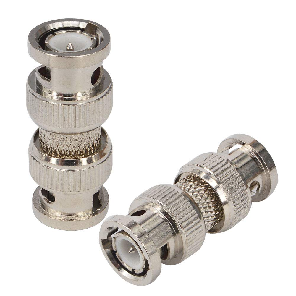 onelinkmore BNC Male to Male Coupler Connector M/M BNC Male Plug to Male Plug Coupler Connector BNC Male Coax Connector for CCTV gmrs Repeater Cable Security Video Camera Pack of 2