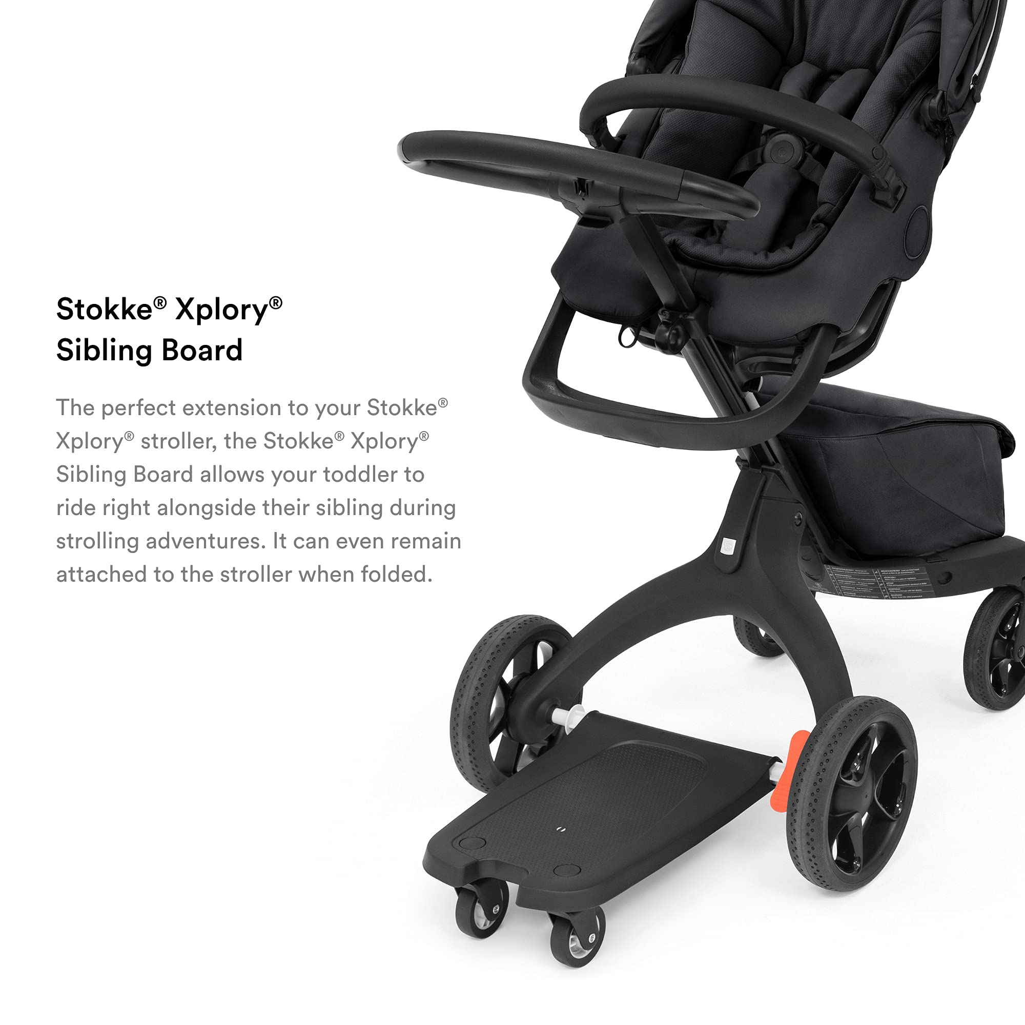 Stokke Xplory Sibling Board, Black - Allows Your Toddler to Ride Next to Their Sibling - Compatible with Stokke Xplory Strollers