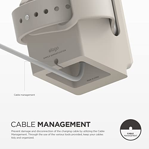 elago W3 Stand Compatible with Apple Watch Series 8/SE2/7/6/SE/5/4/3/2/1 (45mm, 44mm, 42mm, 41mm, 40mm, 38mm) (Classic White) - Classic Monitor Design, Compatible with Nightstand Mode
