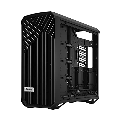 Fractal Design Torrent Black - Dark Tint Tempered Glass Side Panel - Open Grille for Maximum air Intake - Two 180mm PWM and Three 140mm Fans Included - Type C - ATX Airflow Mid Tower PC Gaming Case