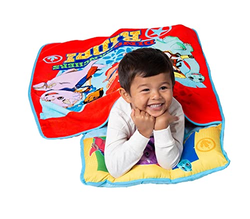 Dino Ranch Dinosaur Toddler Nap Mat Set – Includes Pillow and Fleece Blanket – Great for Boys Napping During Daycare or Preschool - Fits Toddlers