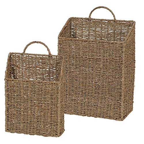Household Essentials ML-5613 Seagrass Wall Basket Set, Brown, 2 Piece