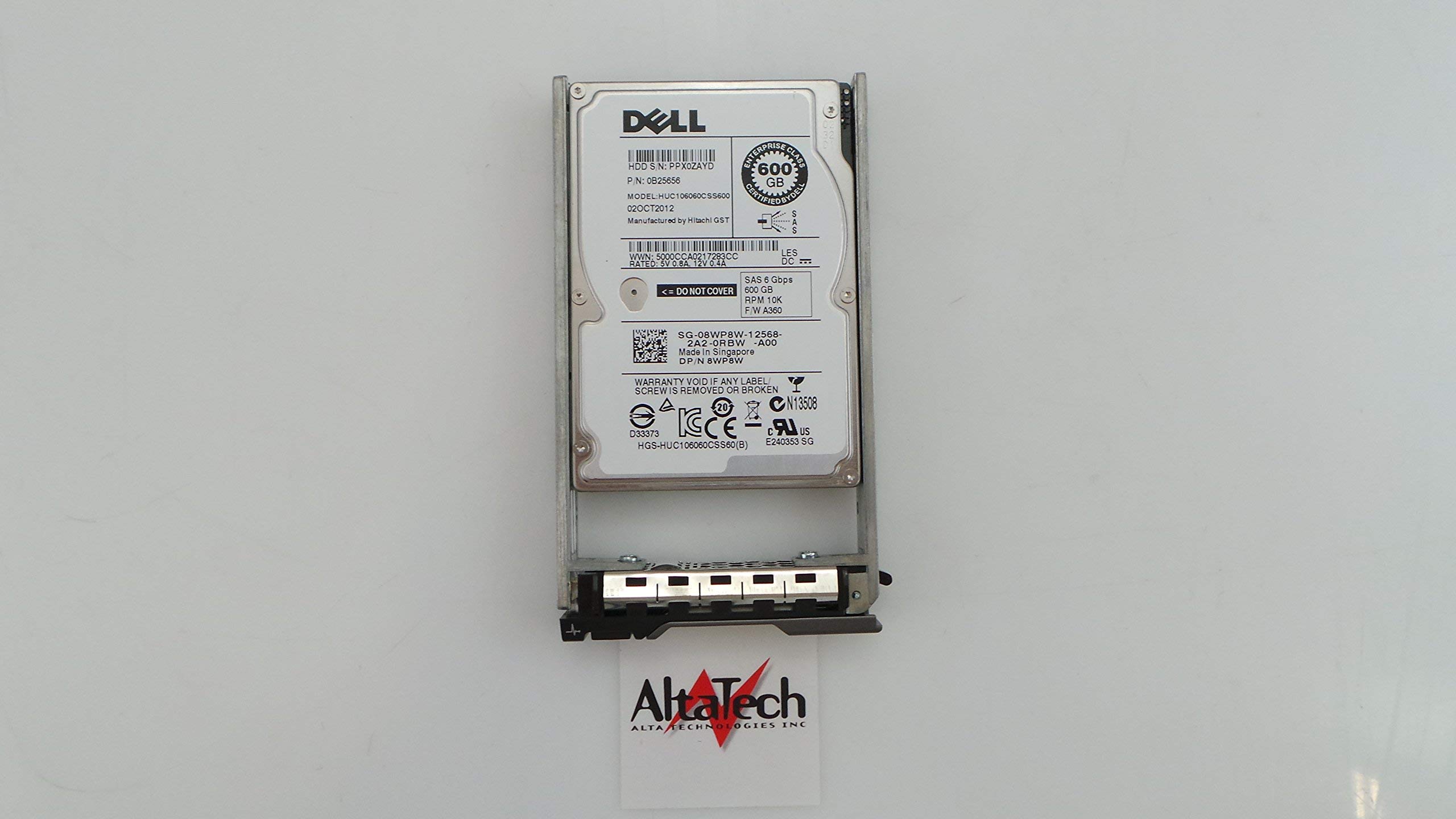Dell Compatible - 600GB 10K RPM SAS 2.5" HD - Mfg # 8WP8W (Comes with Drive and Tray) (Renewed)