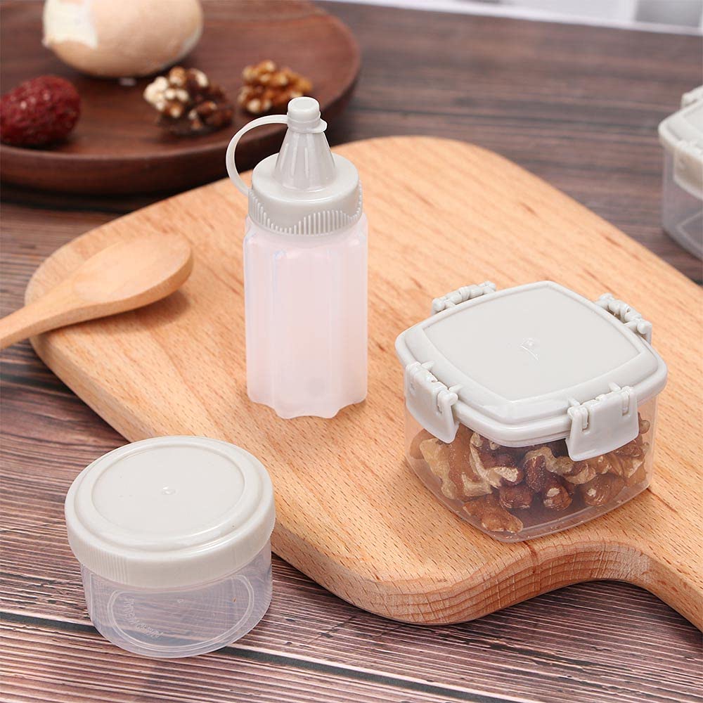 4pcs Mini Sauce Seasoning Box with Lid,Portable PP Kitchen Jam Squeeze Bottle Jar Easy Clean Spices Storage Container(Squeeze Bottle)