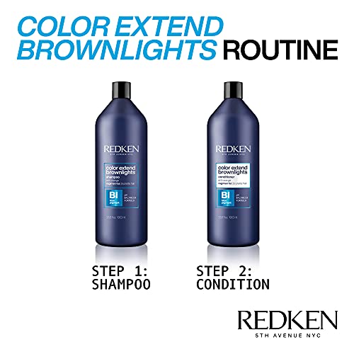 Redken Color Extend Brownlights Blue Toning Shampoo | For Natural & Color-Treated Brunettes | Neutralizes Brass In Brown Hair | Sulfate-Free | 33.8 Fl Oz