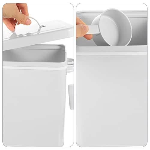 Angoily Metal Rice Storage Container Rice Canister with Lid Cereal Containers Dispenser Sealed Food Storage Container for Cereal Beans Pet Food White