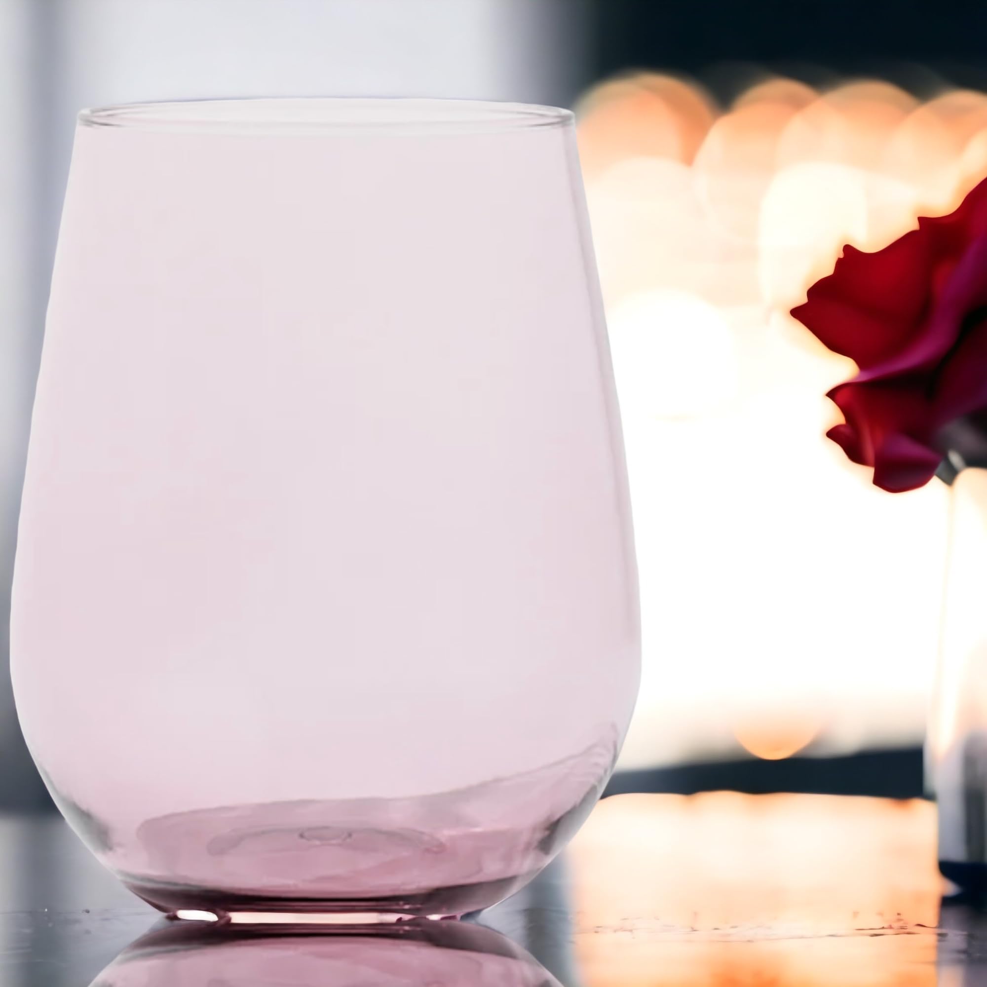 36 piece Stemless Unbreakable Crystal Clear Plastic Wine Glasses Set of 36 (12 Ounces - Pink)