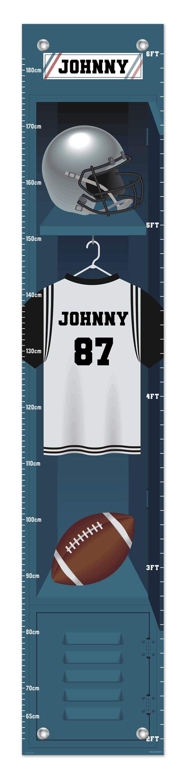 Sports Growth Chart Football Locker Custom Name Gifts for Kids Room Decor Personalized Growth Chart