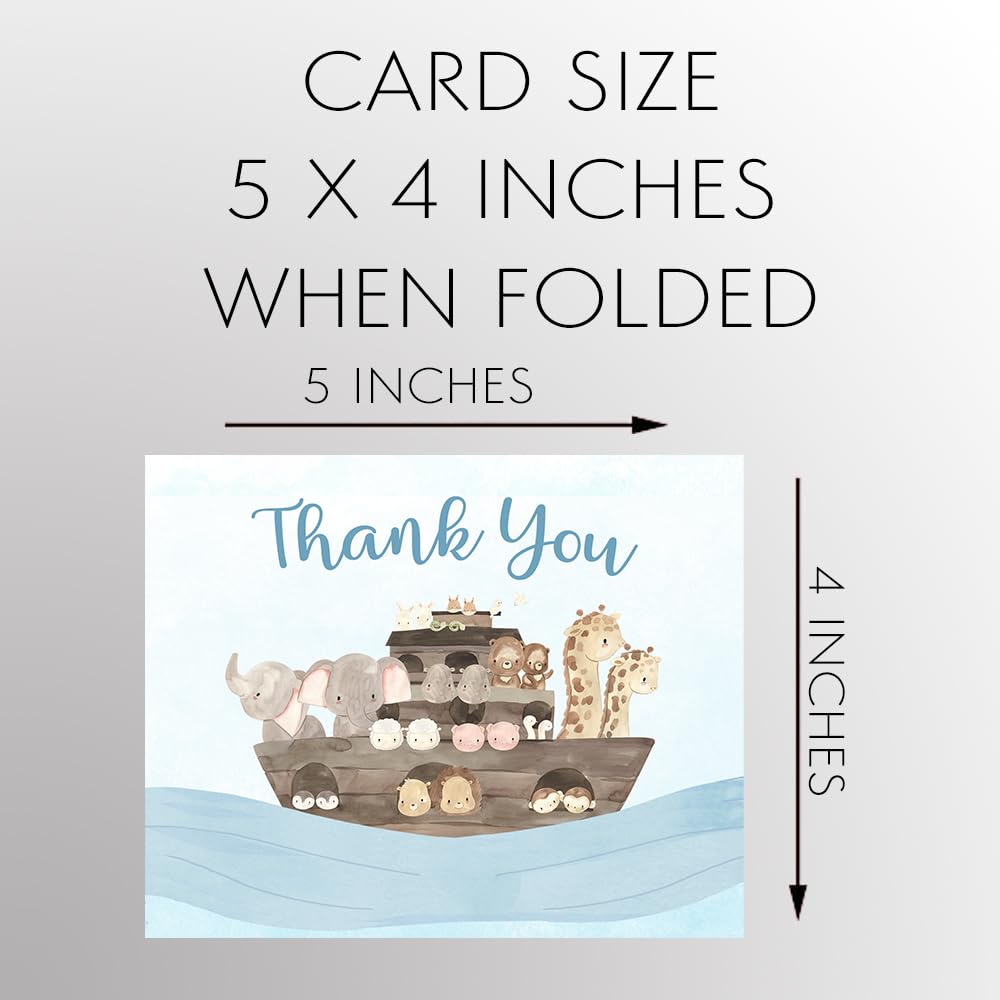 The Invite Lady Baby Shower Thank You Cards Noahs Ark Notecards Notes Blank Inside With Envelopes (24 Count)