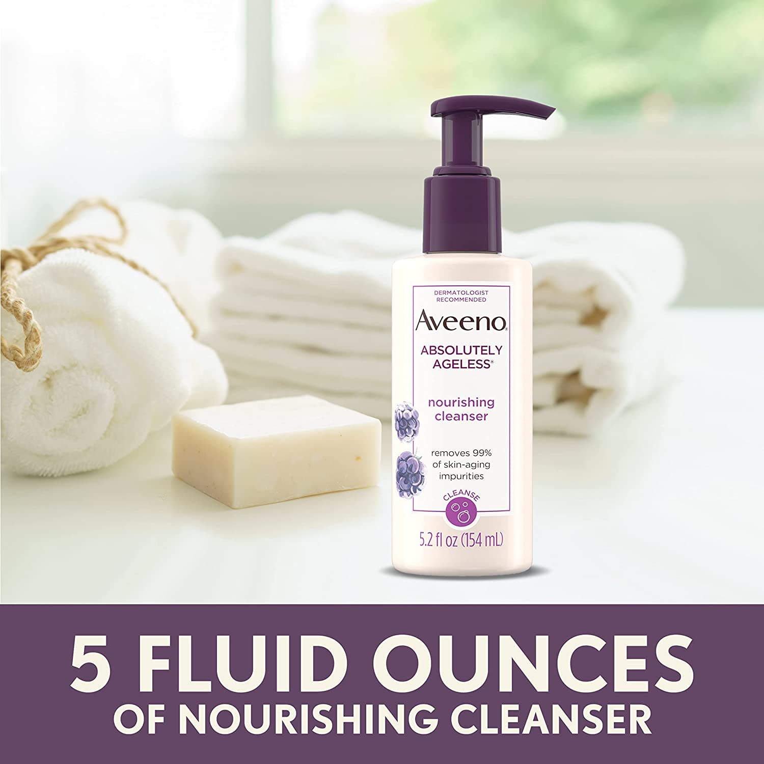 Aveeno Absolutely Ageless Nourishing Cleanser 5.2 Ounce (155ml) (3 Pack)