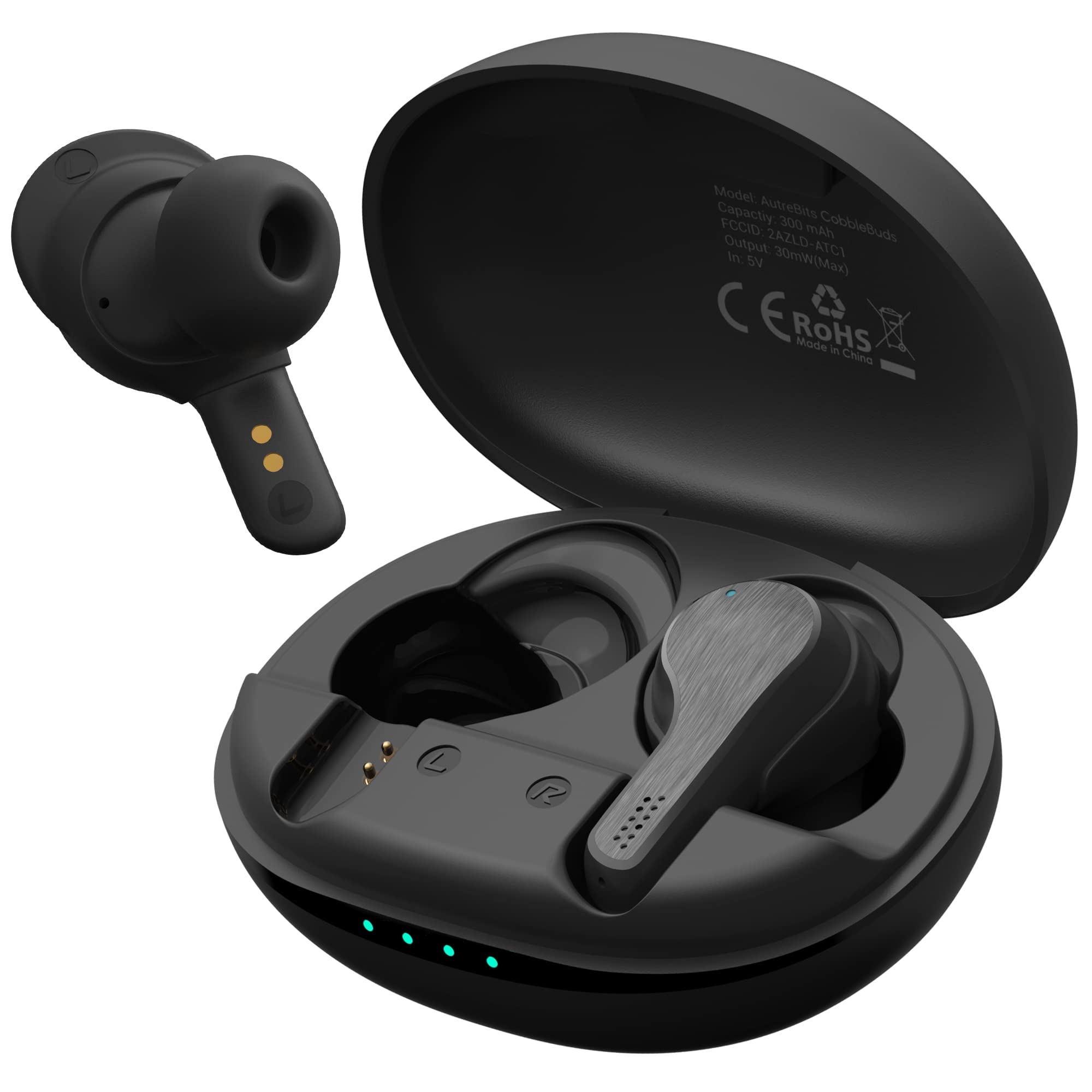 autrebits Wireless Earbuds iOS/Android, Earbuds 26H Playback Bluetooth 5.2 Headphones in Ear Lightweight with Powerful Sound Charging-case Eartips IPX4 Waterproof for Workout Relaxing, Black