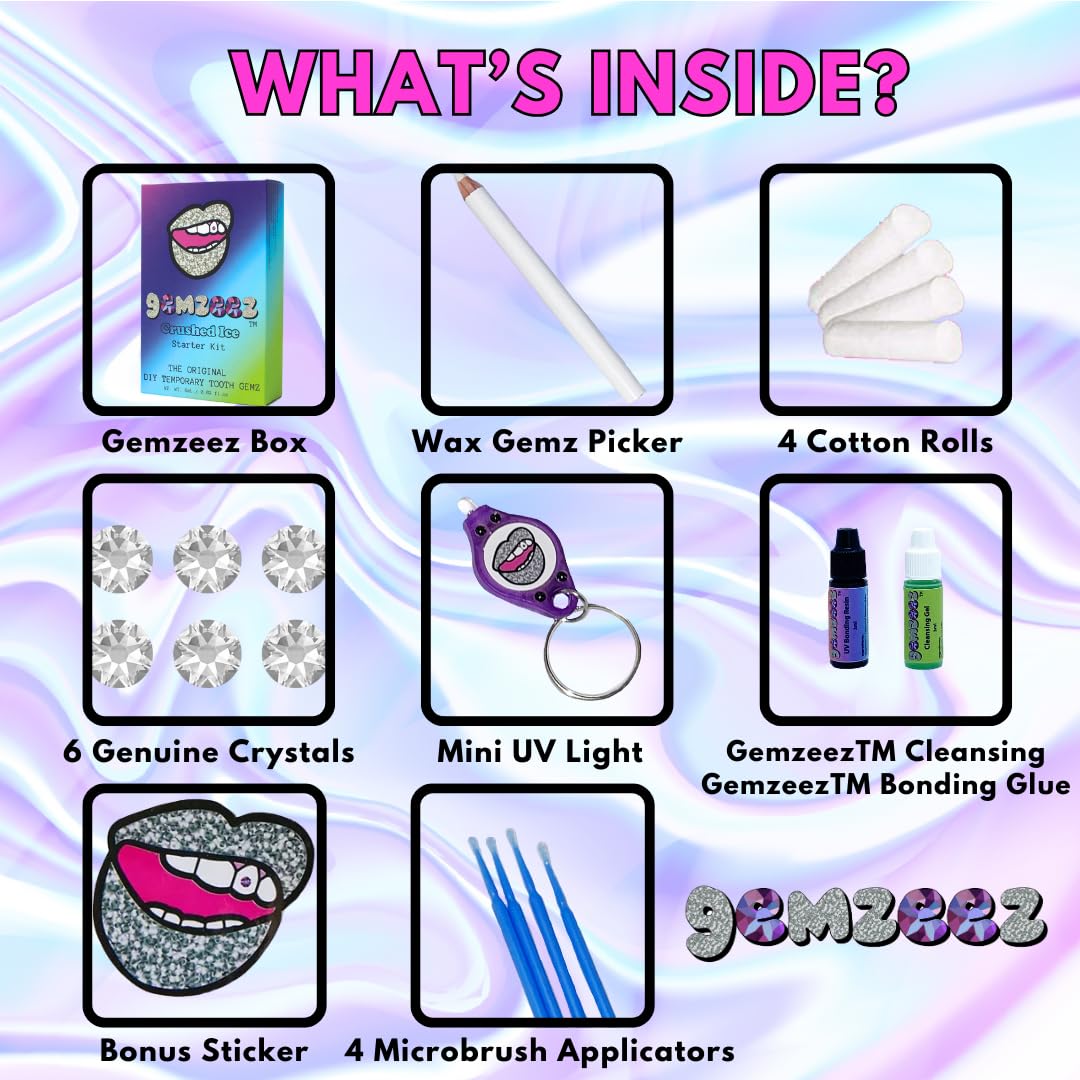Gemzeez: The Original DIY Temporary Tooth Gemz Starter Kit (Crushed Ice)