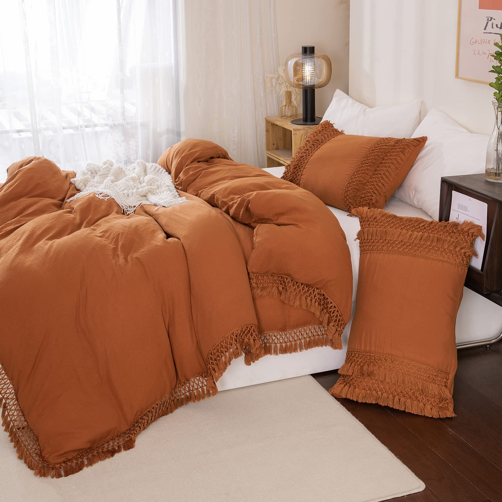 Kids Twin Comforter Set Taupe Tan Boho Bedding Comforter Tassel Bohemian Decorative Bedding Set for Girls Boys Extra Soft All Season Bed Set Twin Size(Twin, Taupe)